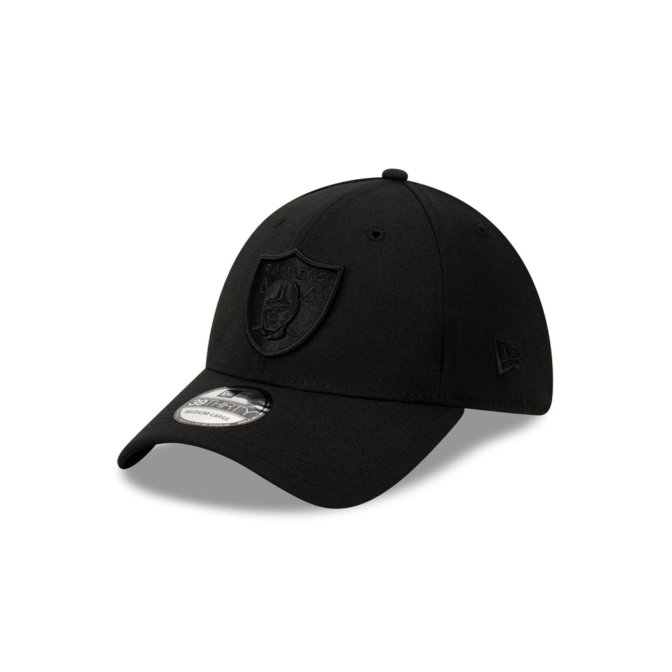 Las Vegas Raiders NFL Essentials Black on Black 39THIRTY Stretch Fit ...