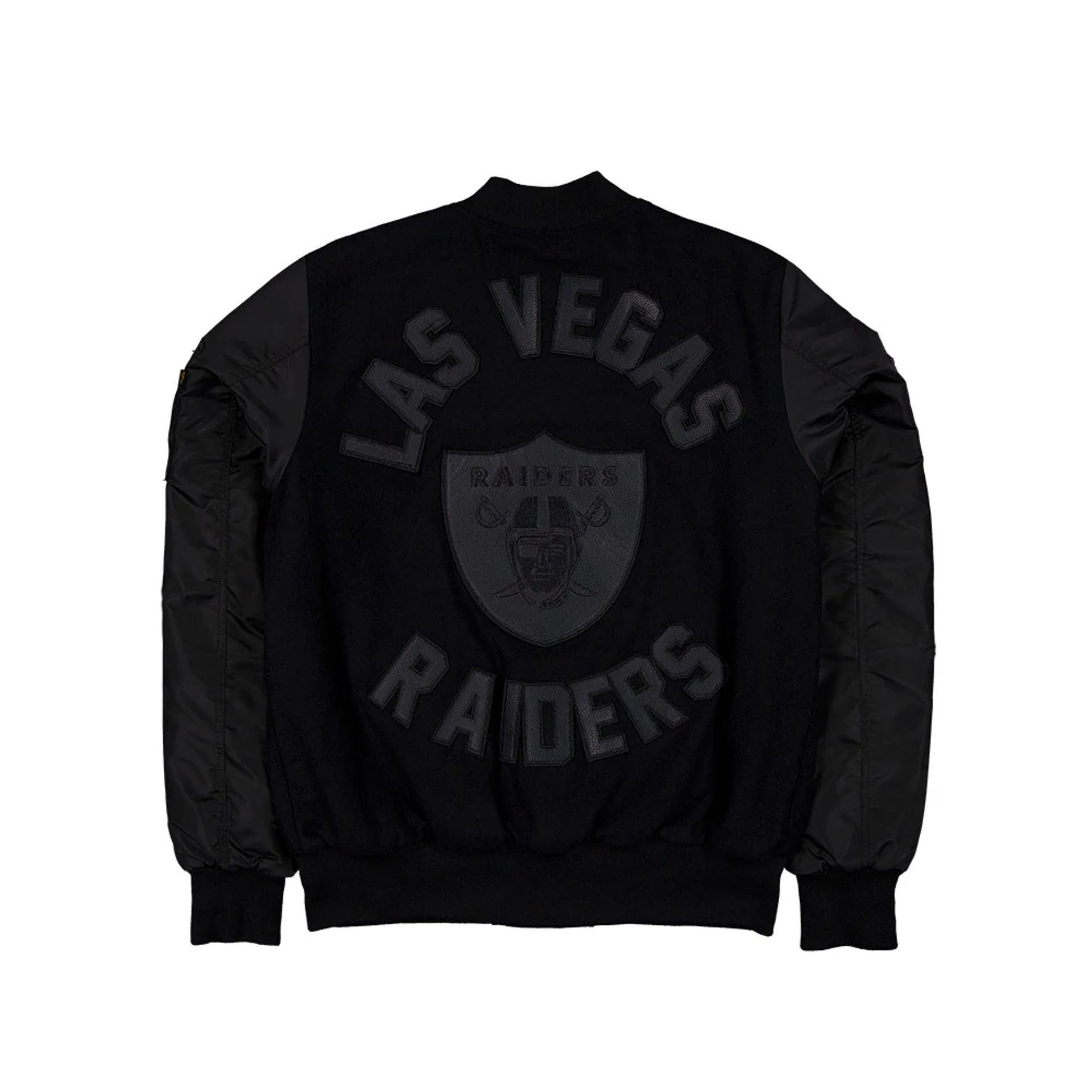 Las Vegas Raiders Alpha Industries x NFL MA-1 Black on Black Varsity J ...
